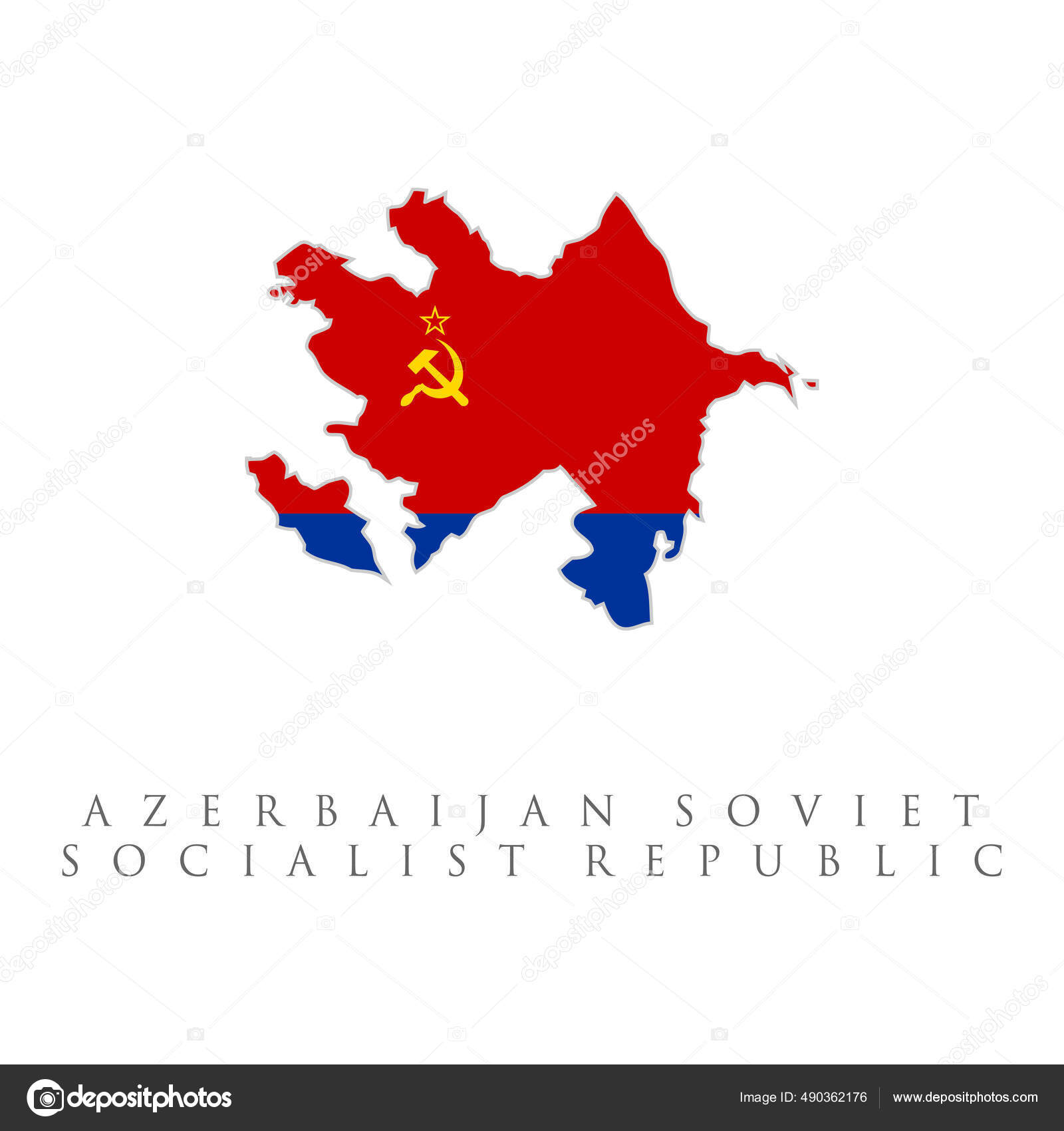 Azerbaijan Soviet Socialist Republic Flag Map Isolated White Background ...