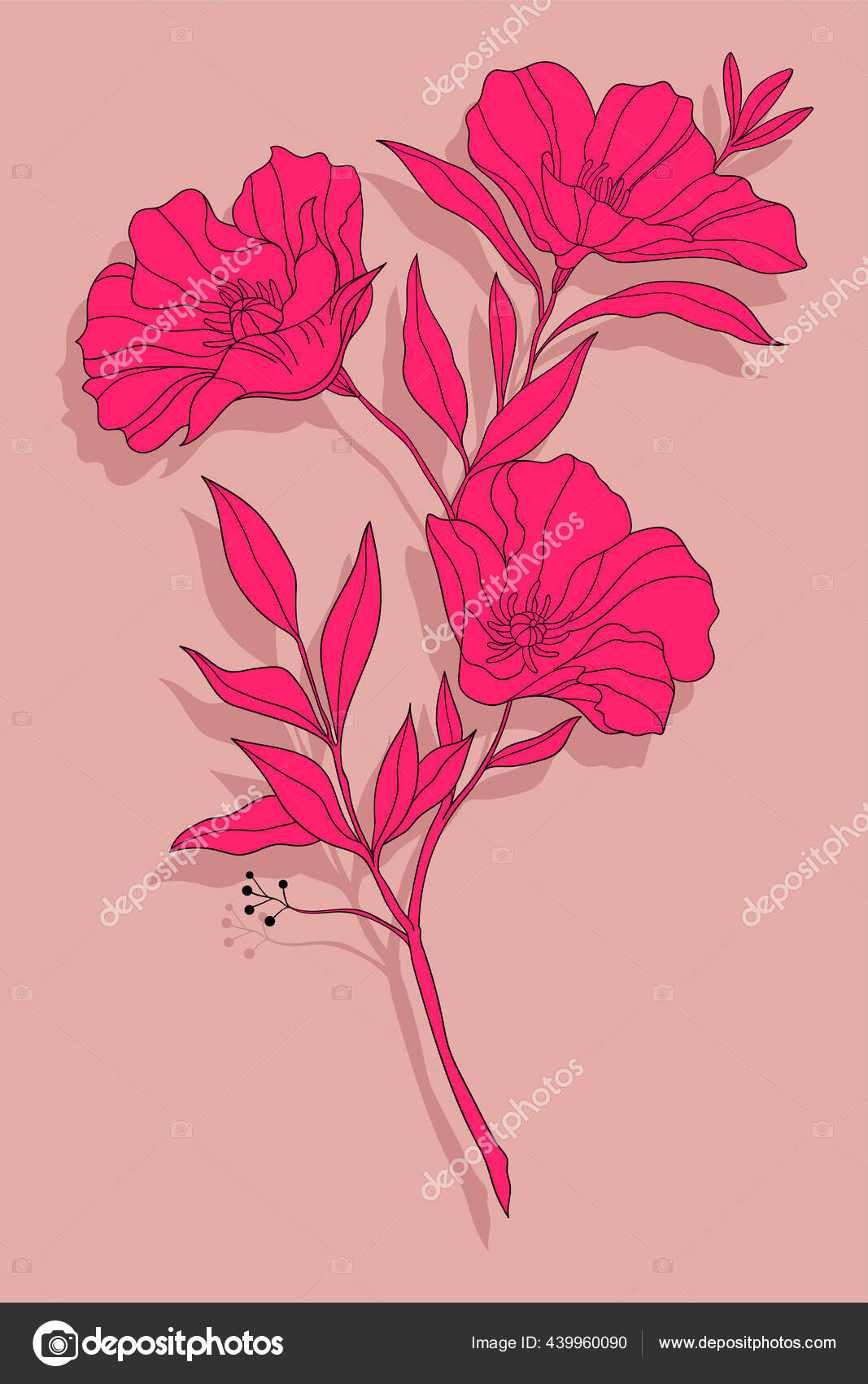 Flowers Drawing Color Vector Ornament Backgrounds Stock Illustration by ...