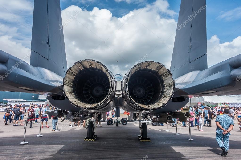 Rear view of US Air Force F-15 at the Singapore Airshow 2016 – Stock ...