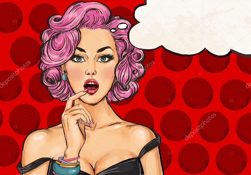 Pop Art Girl With The Speech Bubble Pop Art Girl Party Invitation