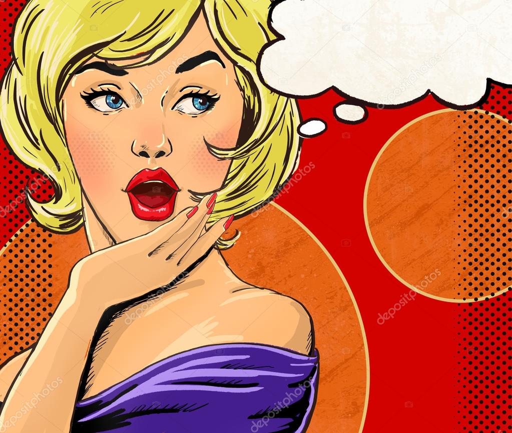 Pop Art Illustration Of Blond Girl With The Speech Bubblepop Art Girl Party Invitation