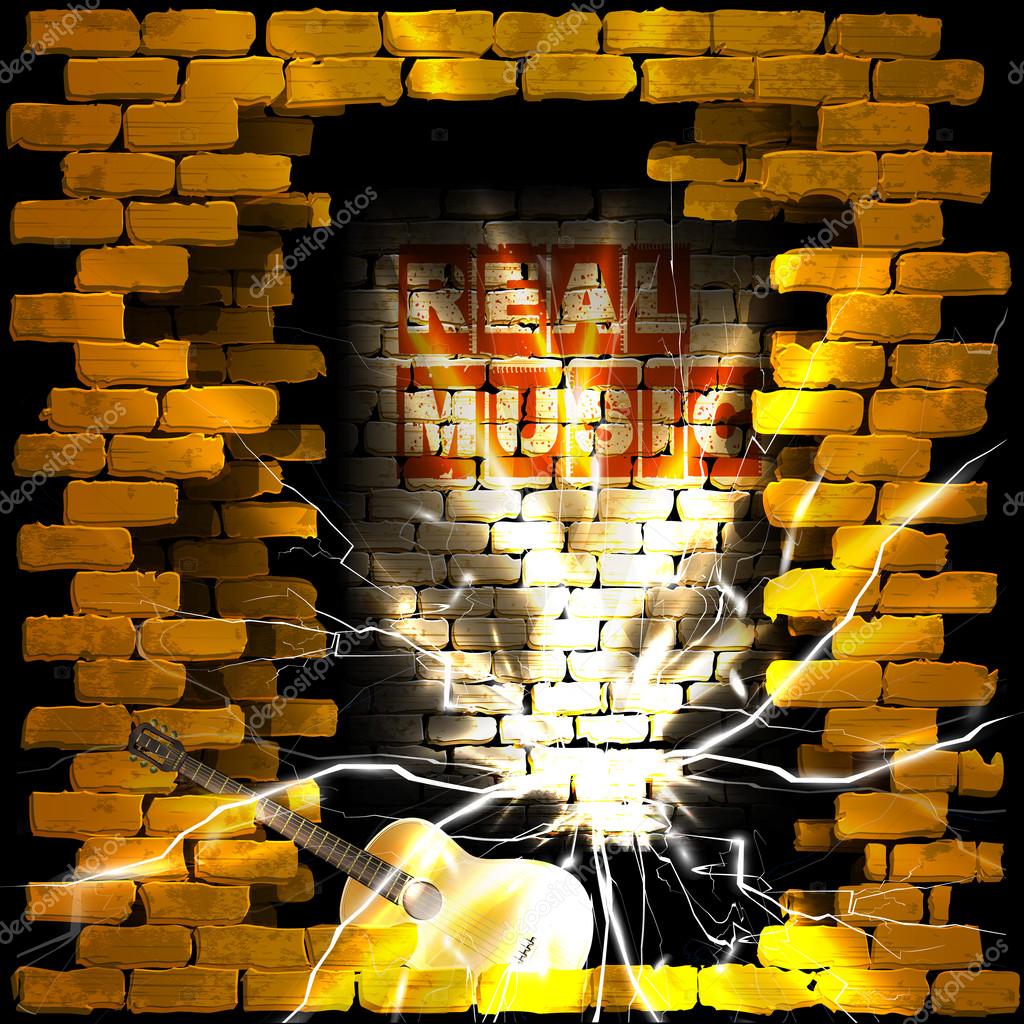 Real music brick wall flash of lightning Stock Vector Image by ©Yegen ...
