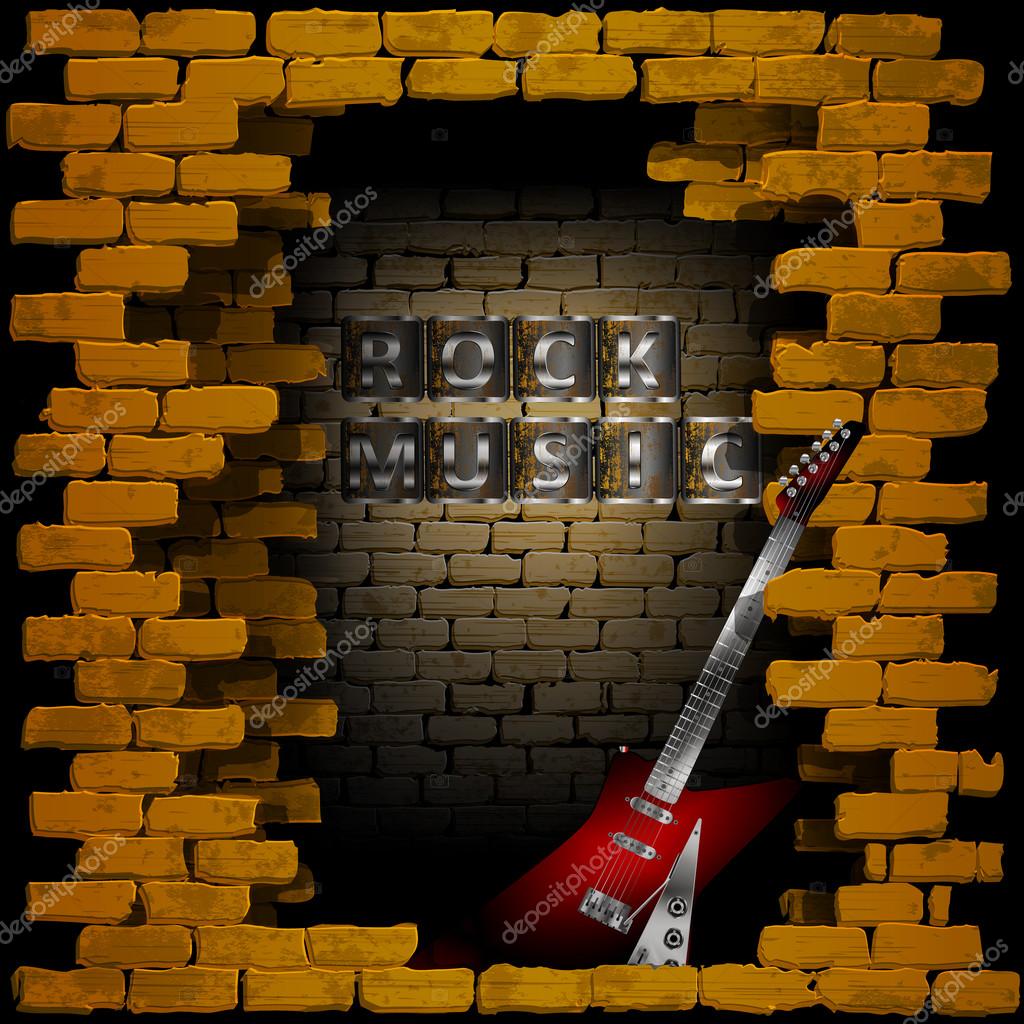 Rock music brick wall guitar Stock Vector Image by ©Yegen_Kachurin ...
