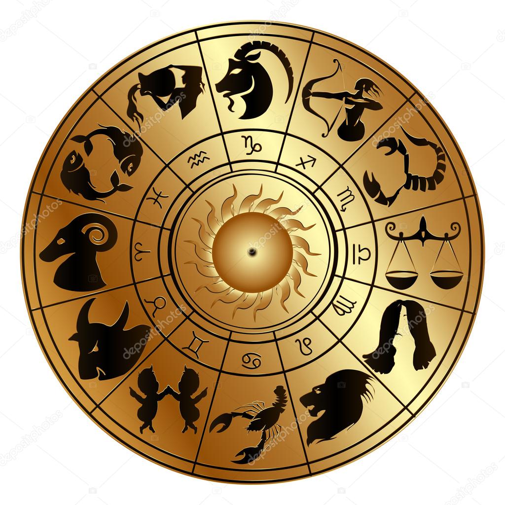 Signos del zodíaco en un disco de oro Vector de stock por ©Yegen ...