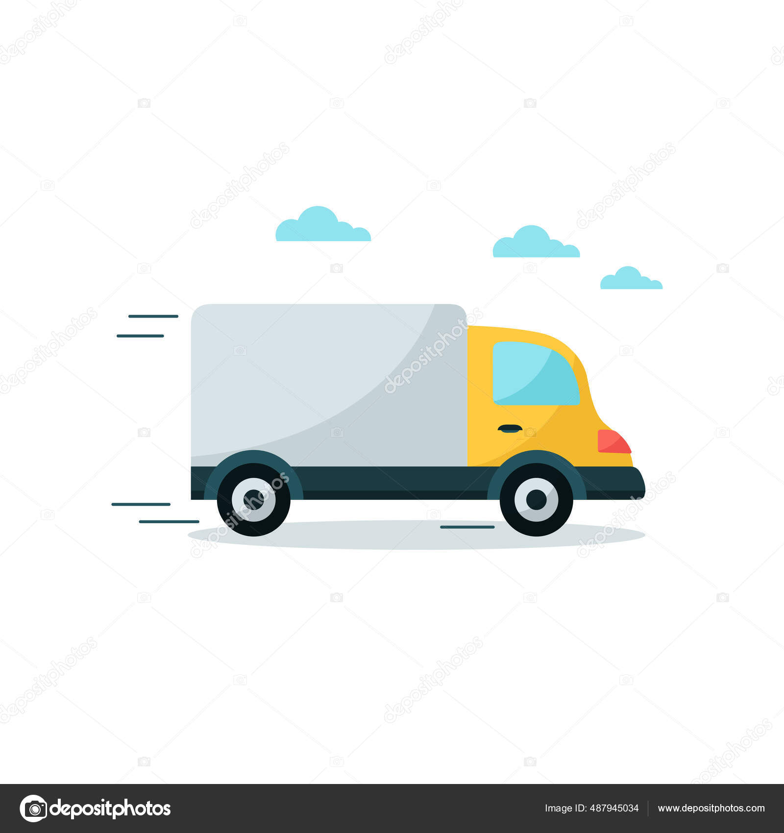 Cargo Truck Cartoon Style Isolated White Background Vector Illustration ...