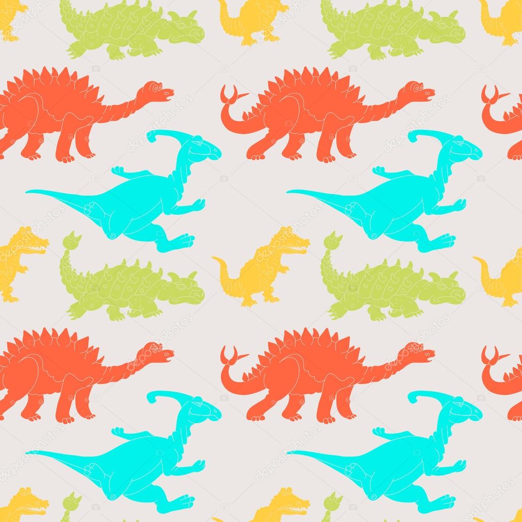 Vector illustration of a seamless repeating pattern of dinosaurs Stock ...