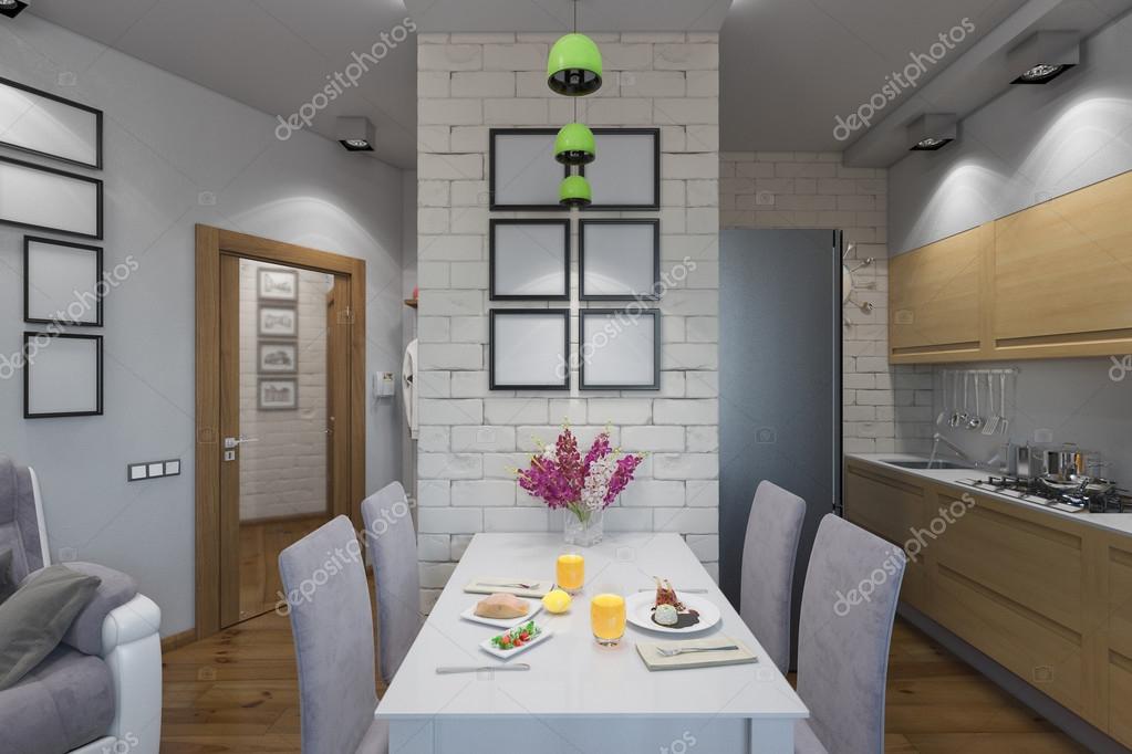 3D illustration of the one-room apartment — Stock Photo © Richman21 ...