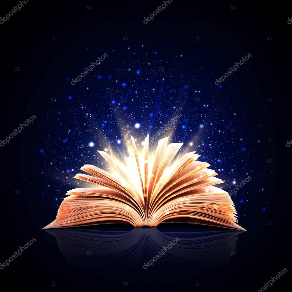 Magic book with magic lights Stock Photo by ©efks 54847233