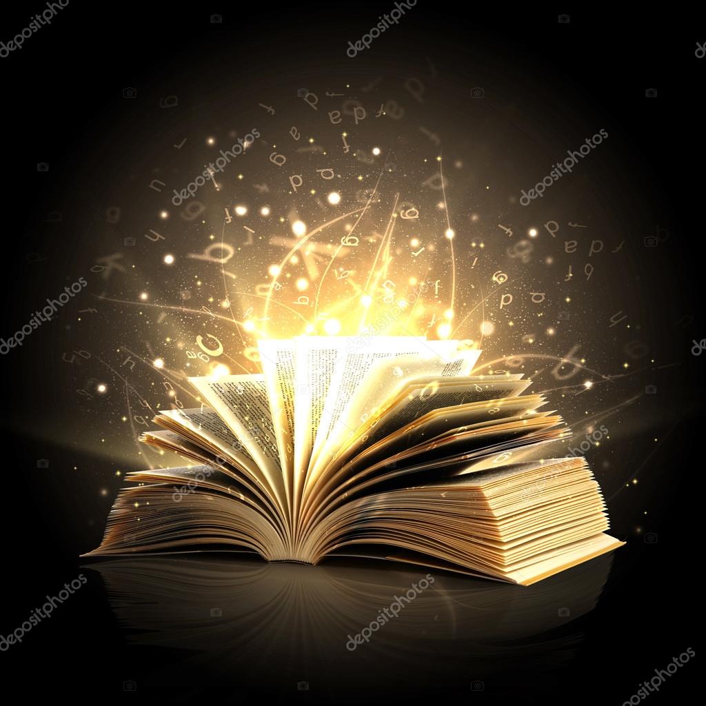 Opened magic book with magic lights Stock Photo by ©efks 54847771