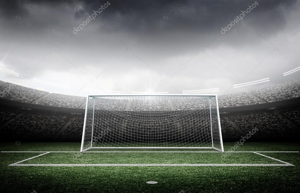 Goal post in the stadium ⬇ Stock Photo, Image by © efks #95811834