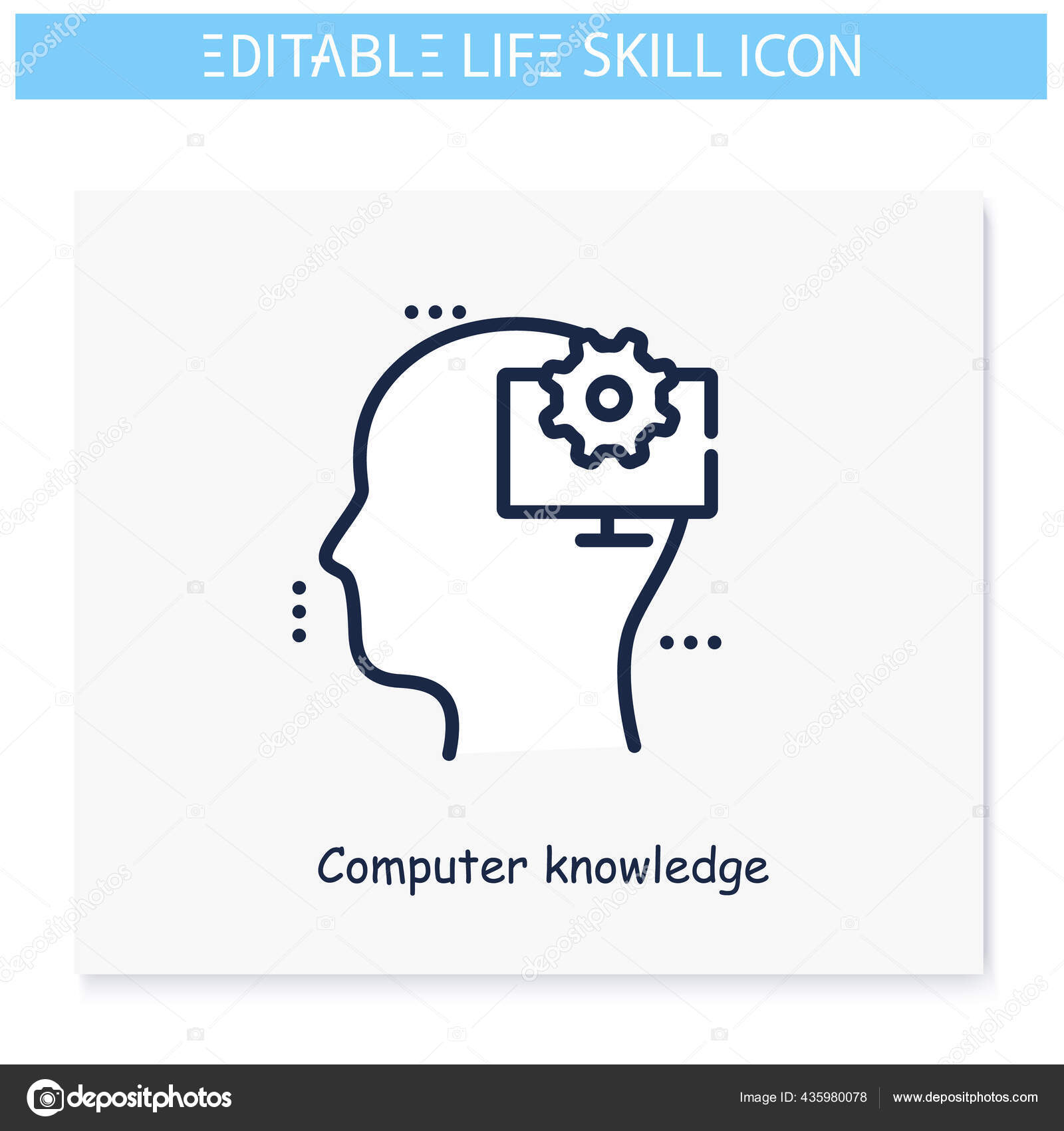 Computer skill line icon. Editable illustration Stock Vector Image by ...