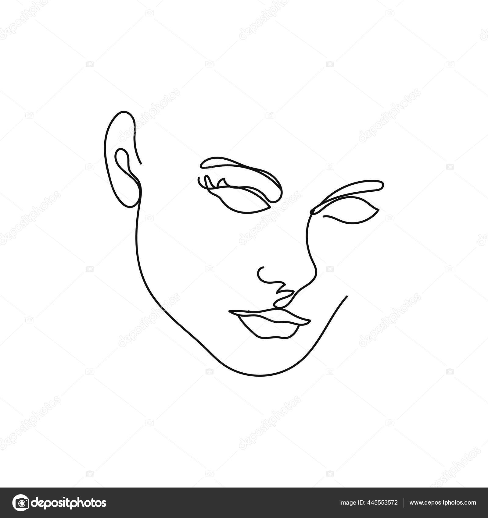 Beautiful portrait continuous line art Stock Vector by ©Antstudio ...