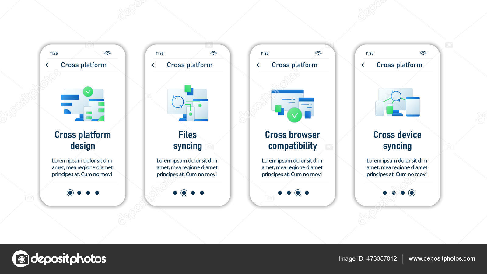Cross platform onboarding mobile app screens Stock Vector Image by ...