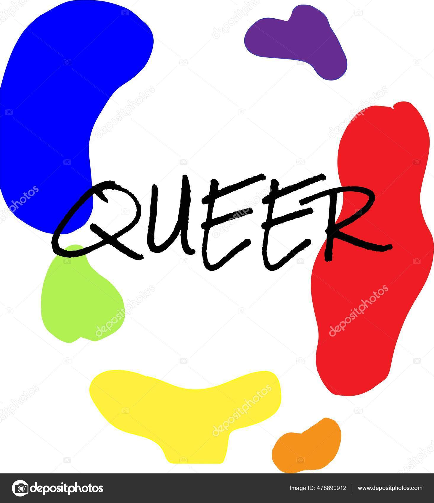 Colorful Stains White Background Lettering Queer Middle Stock Vector by ...