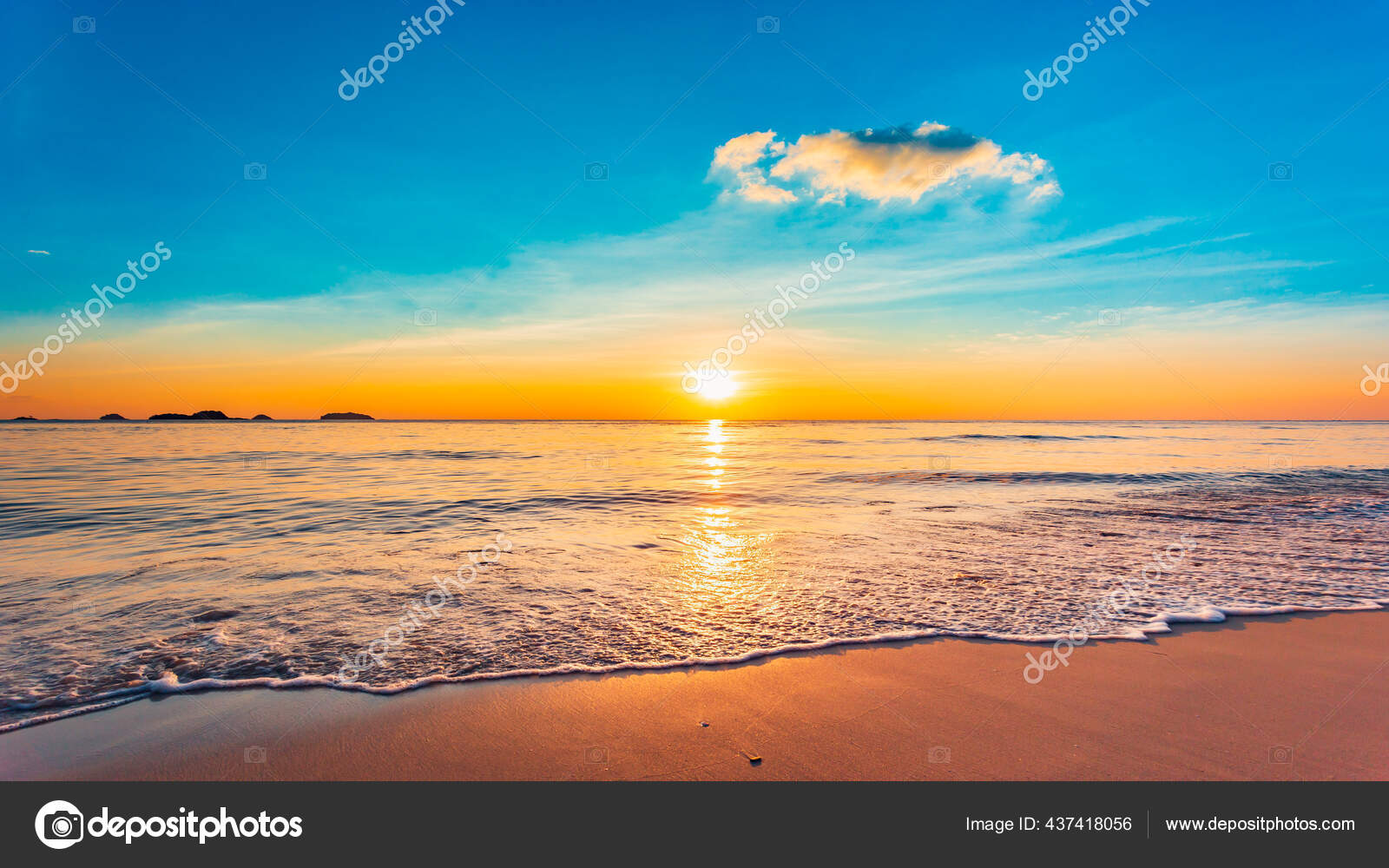 Dibujo De Puesta De Sol En La Playa