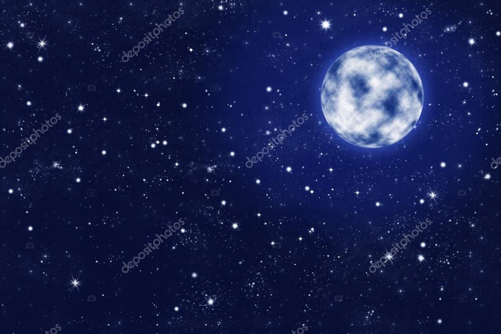 Starry Night Sky With Moon Wallpaper