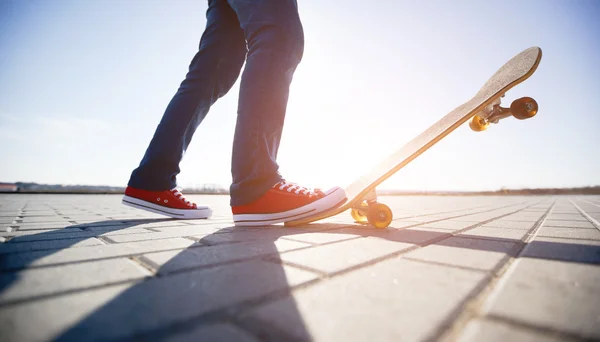 skater riding a skateboard. view of a person riding on his skate ...