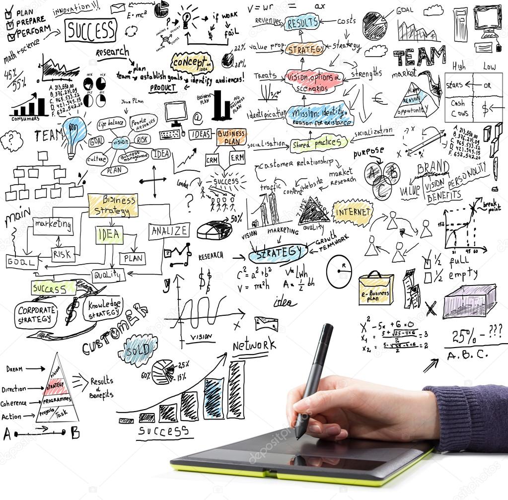 Hand drawing brainstorming doodles elements — Stock Photo © 4masik ...