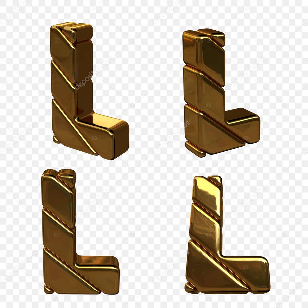 Ilustraci n vectorial de letras de oro. 3d letra L 2024