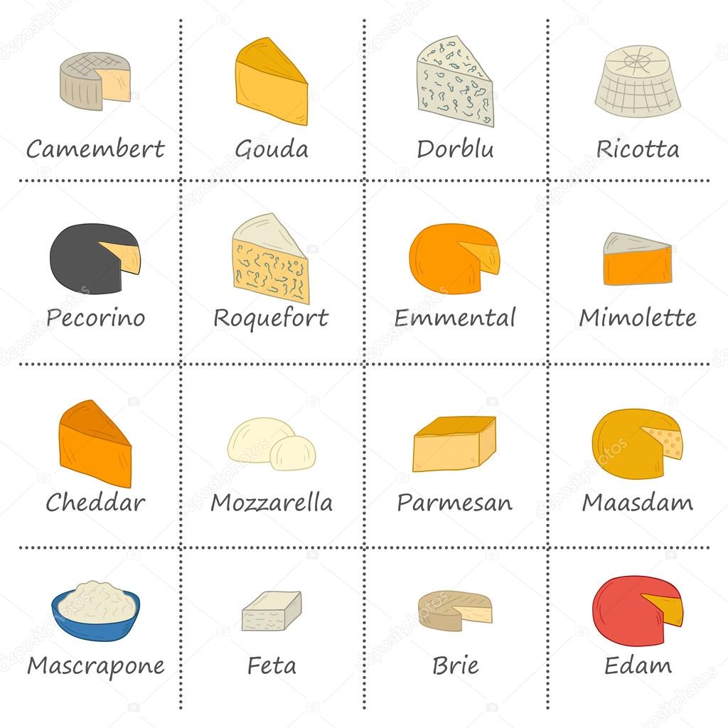Icônes de type fromage — Image vectorielle petitelili © #101193564