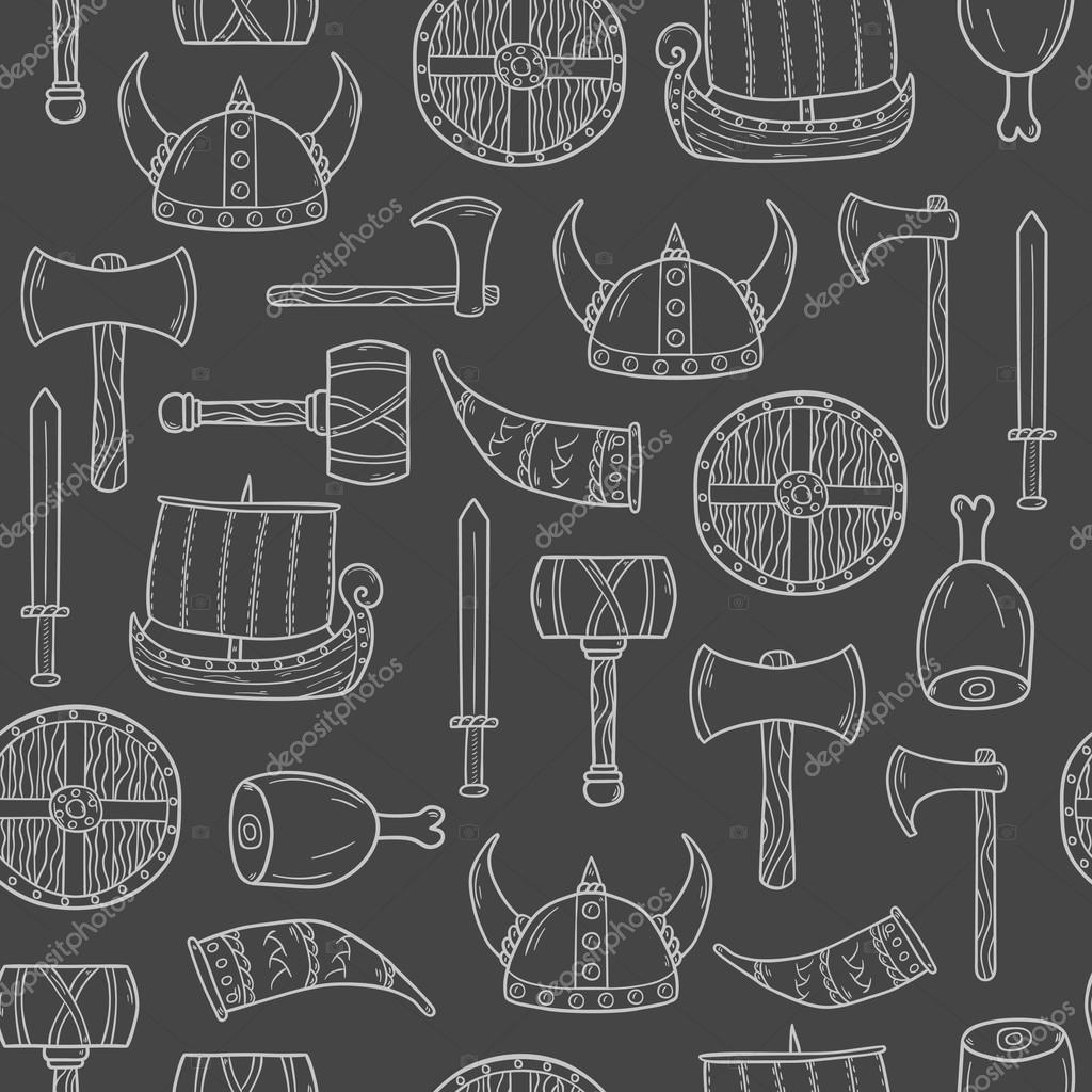 Seamless viking background — Stock Vector © petitelili #96573160