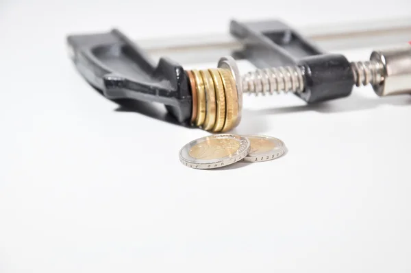 The micrometer measures Euro a coin. — Stock Photo © anzavru #1876215