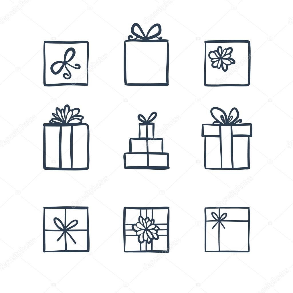 Hand drawn icons gifts — Stock Vector © aksenova_yu #69108297