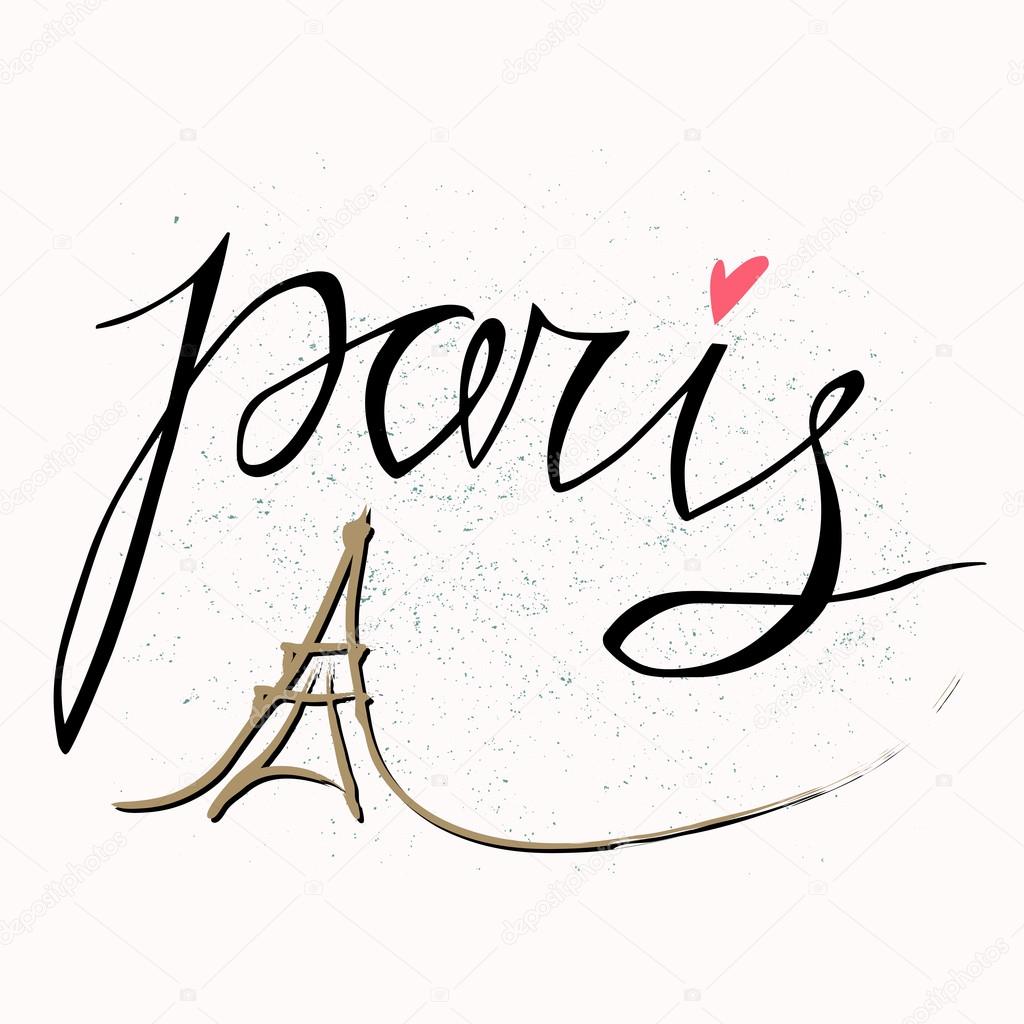 Paris. Vector hand drawn illustration with Eiffel tower. The hand drawn ...