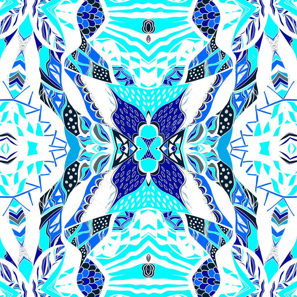 Traditional ornamental paisley bandanna. Hand drawn background with ...