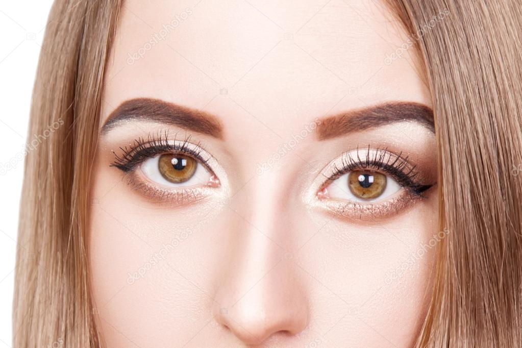 Very beautiful attractive girl, beautiful facial features, makeup ...