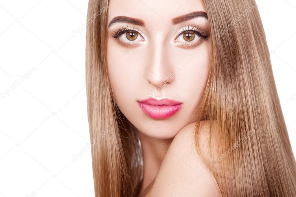 Very beautiful attractive girl, beautiful facial features, makeup ...
