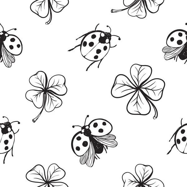 Ladybugs and clover leaves pattern Stock Vector Image by ©Sopelkin ...