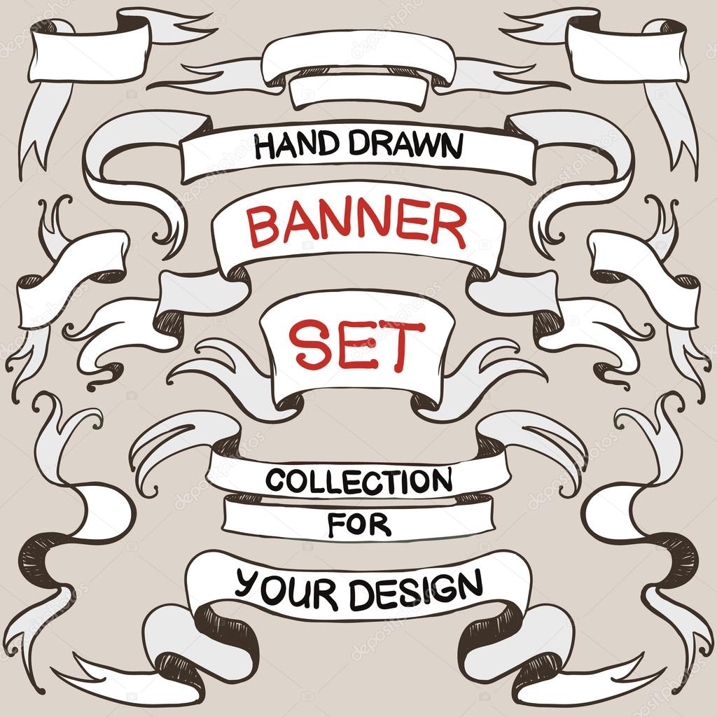 Hand drawn blank vintage banners — Stock Vector © Sopelkin #110011182