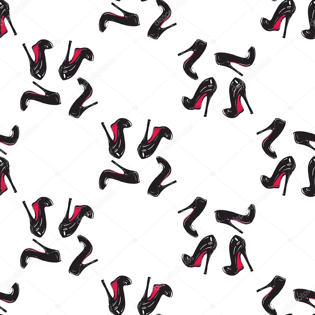 Pattern of black shoes on heels Stock Vector Image by ©Sopelkin #112705576