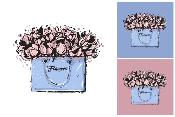 Hand drawn flowers bag sketch Stock Vector Image by ©Sopelkin #121206648