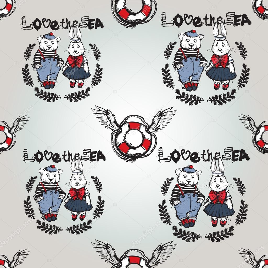 Hand drawn graphic sailor family and flying Stock Vector by ©Sopelkin ...