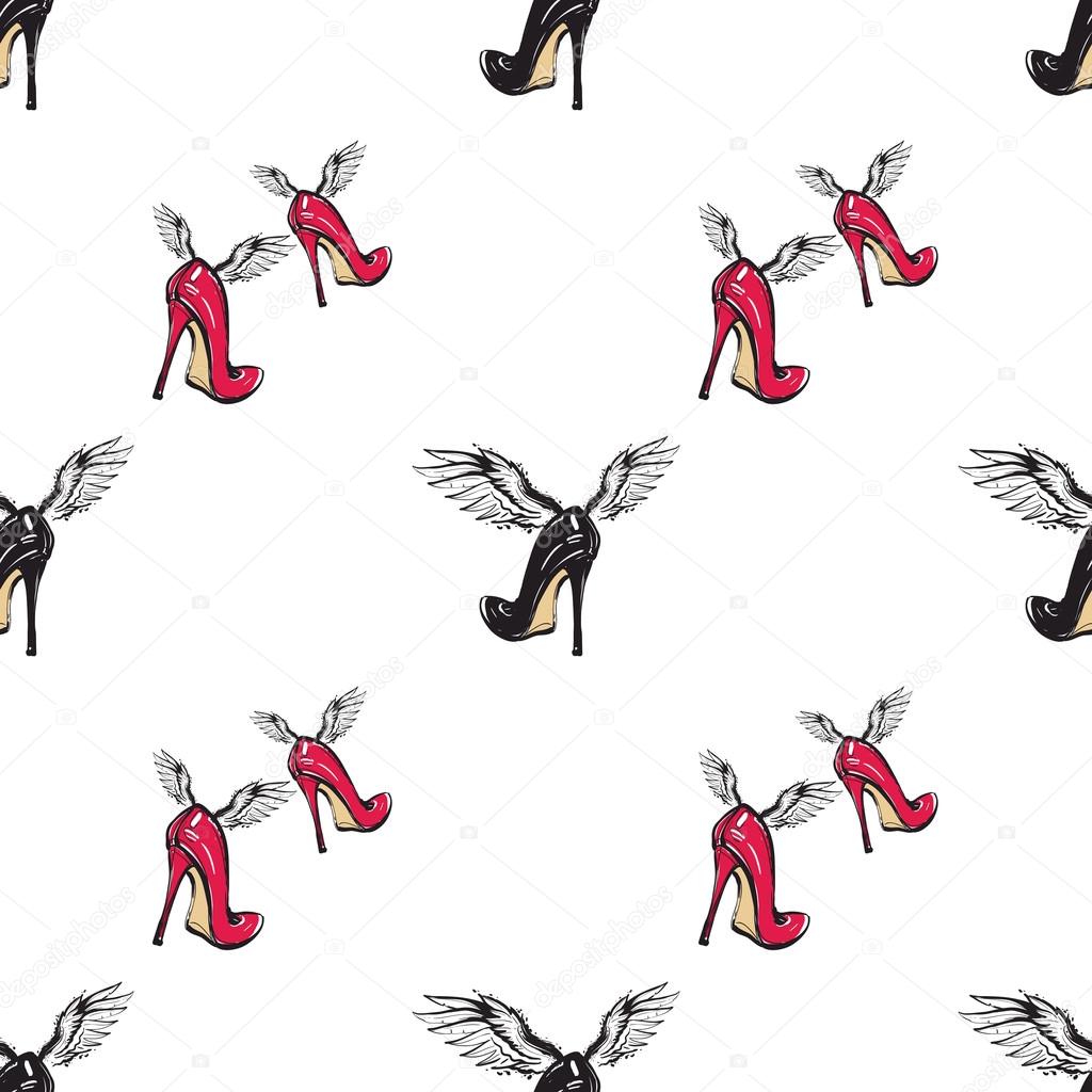 Heels with angel wings pattern Stock Vector Image by ©Sopelkin #119728800