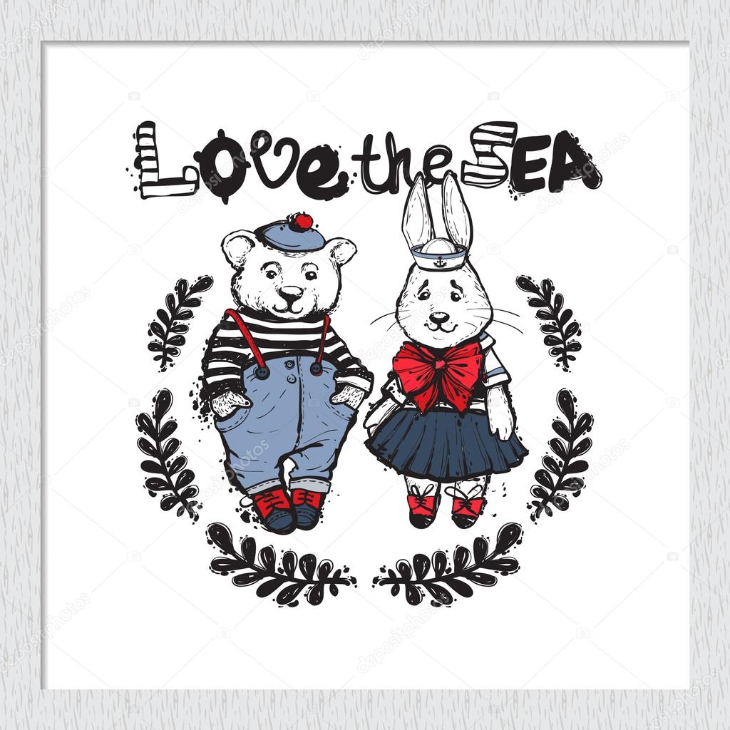 Hand drawn graphic sailor family Stock Vector Image by ©Sopelkin #119770788