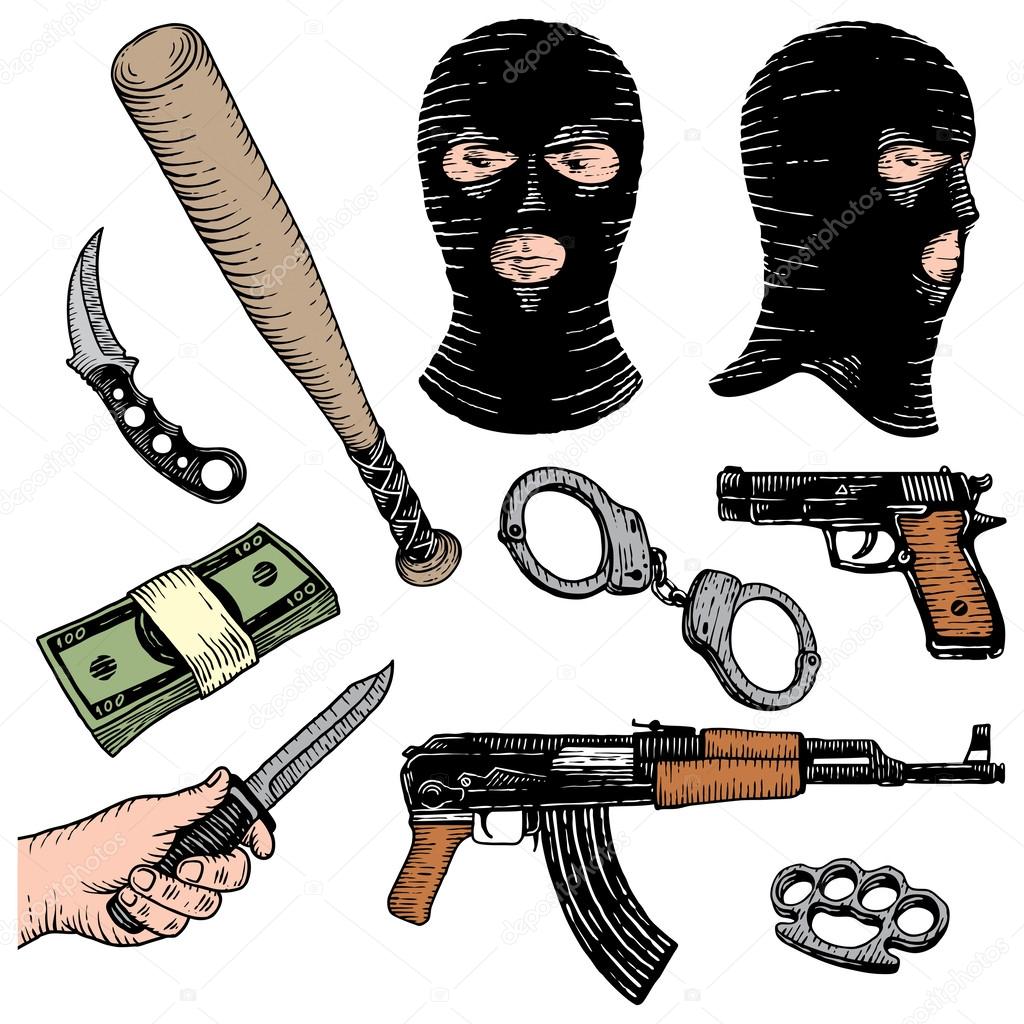 Weapons robbery killer set premium vector in Adobe Illustrator ai ( .ai ... Weapons robbery killer set premium vector in Adobe Illustrator ai ( .ai ...