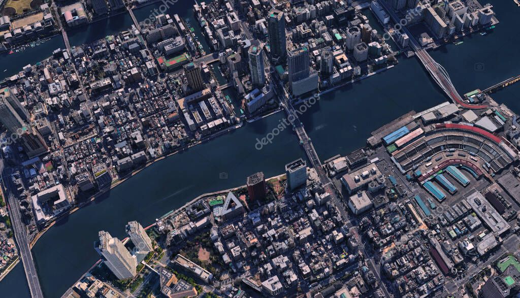 Japón, la costa de la capital Tokio, infraestructura, edificios ...