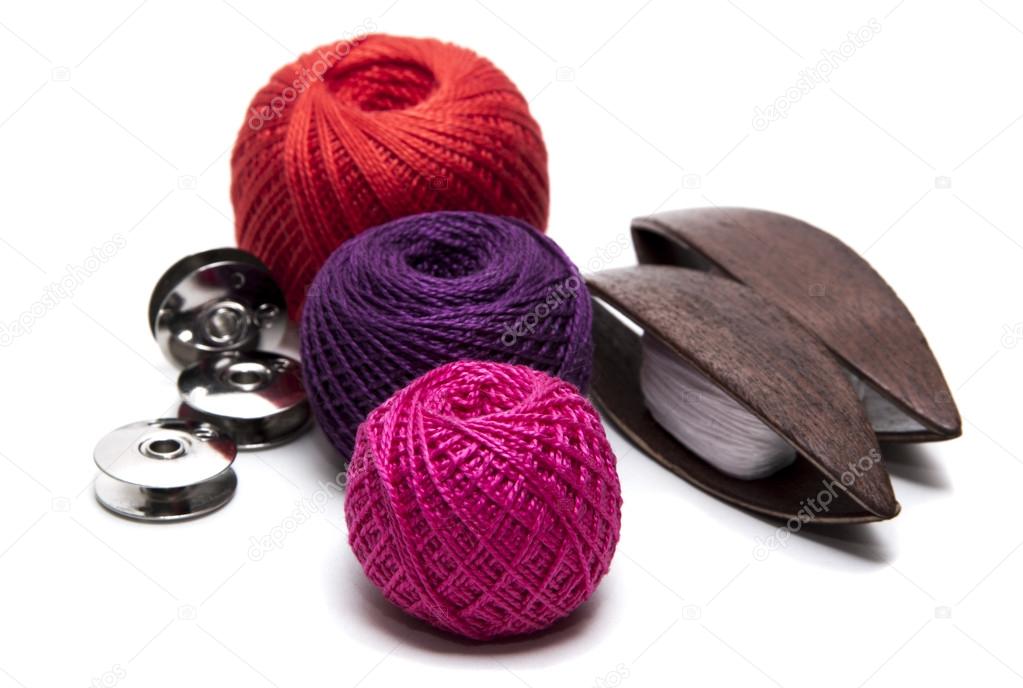 Tatting shuttle thread spool pin on a white background — Stock Photo ...