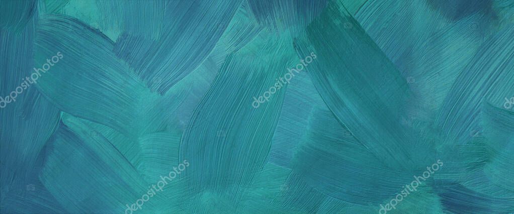 Fondo de arte turquesa oscuro. Pinceladas grandes. Pintura acrílica en ...