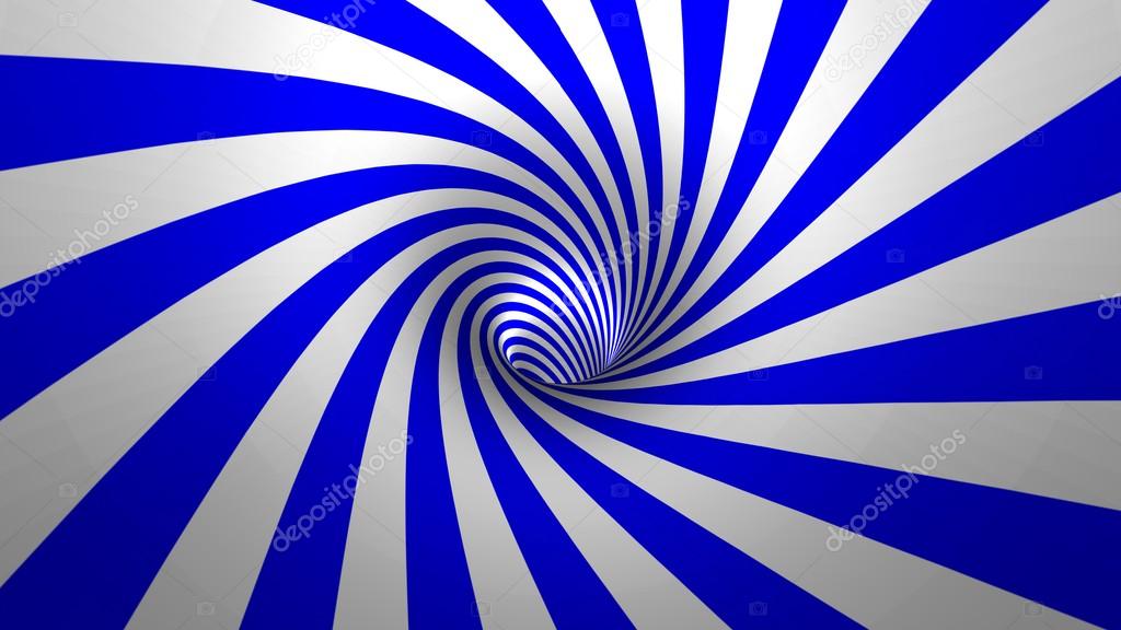 Hypnotic spiral or swirl making blue and white background in 3D Stock ...