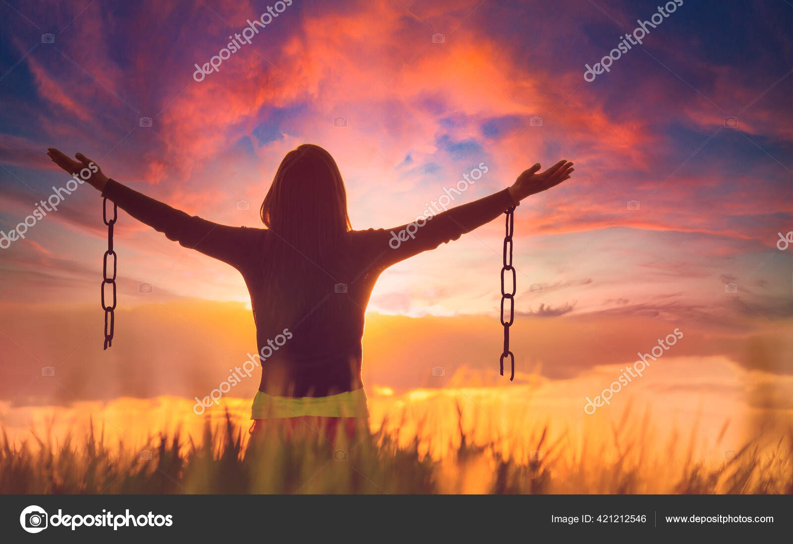 Woman Feeling Free Beautiful Natural Setting Stock Photo by ©tutye ...