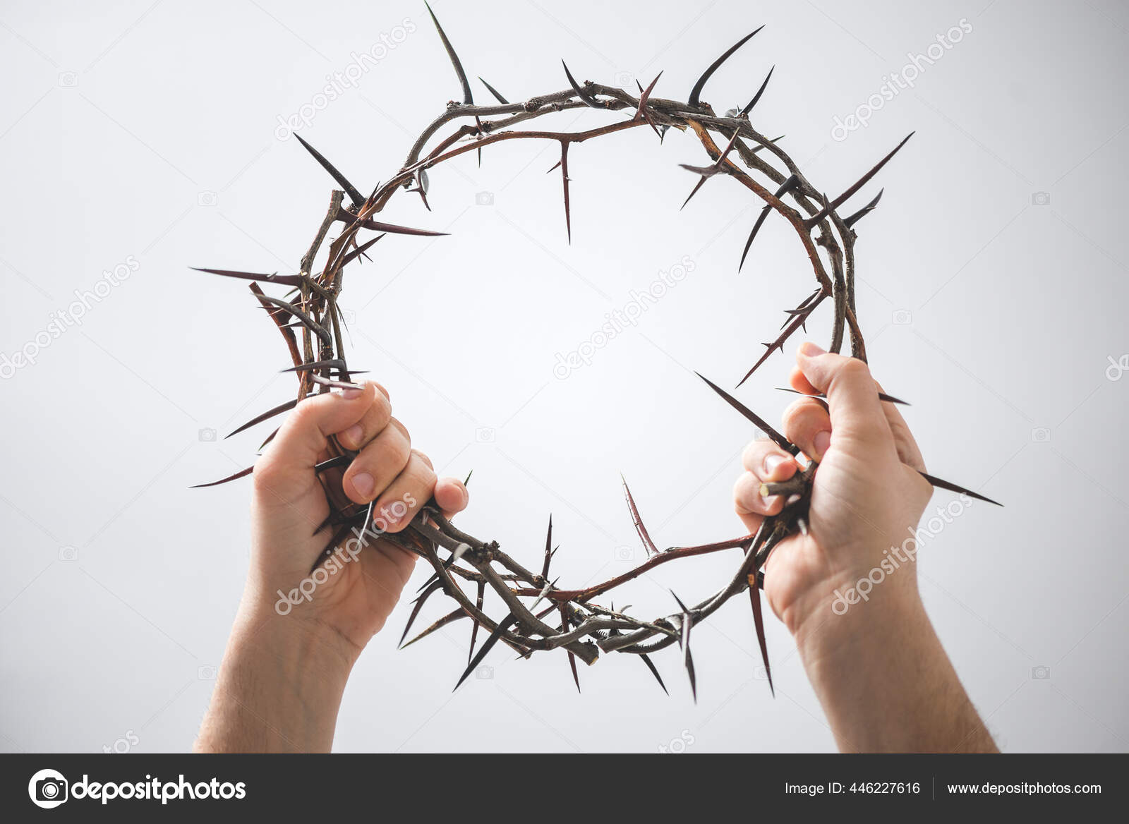Two Hands Hold Crown Thorns Isolated White Background Stock Photo by ...
