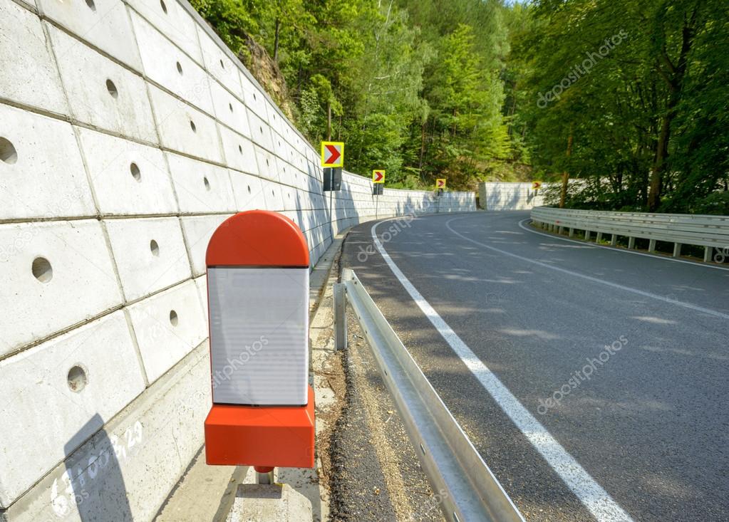 Kilometer stone post on the roadside in Romania — Stock Photo © tutye ...