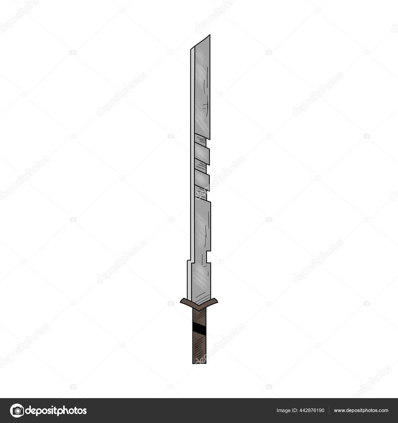 Sword. Isolated object on a white background. Hand-drawn. Stock Vector ...