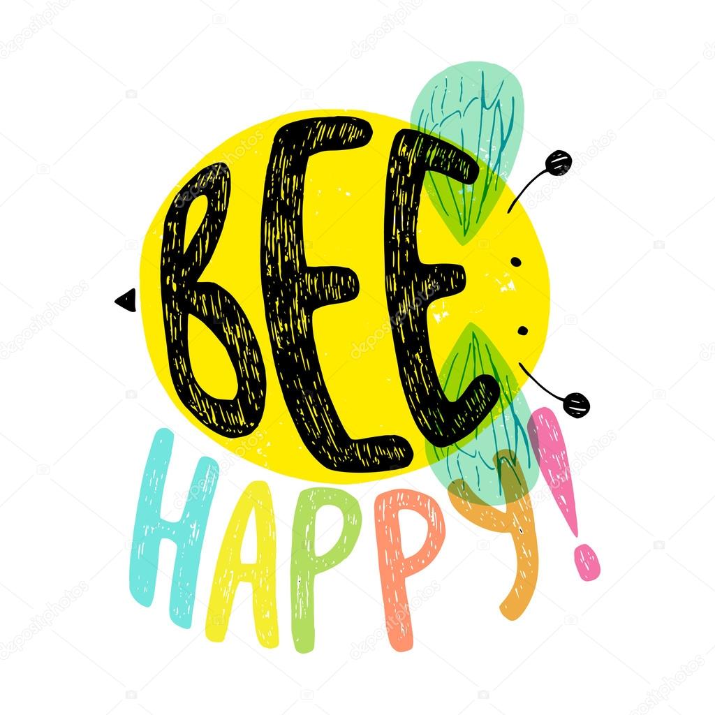 'Bee Happy' hand lettering Stock Vector Image by ©TashaNatasha #105334144