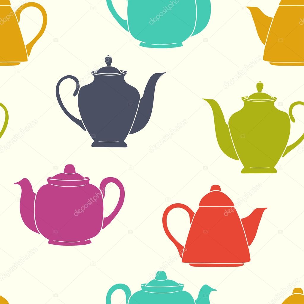 Teapots pattern Stock Vector by ©TashaNatasha 53069289