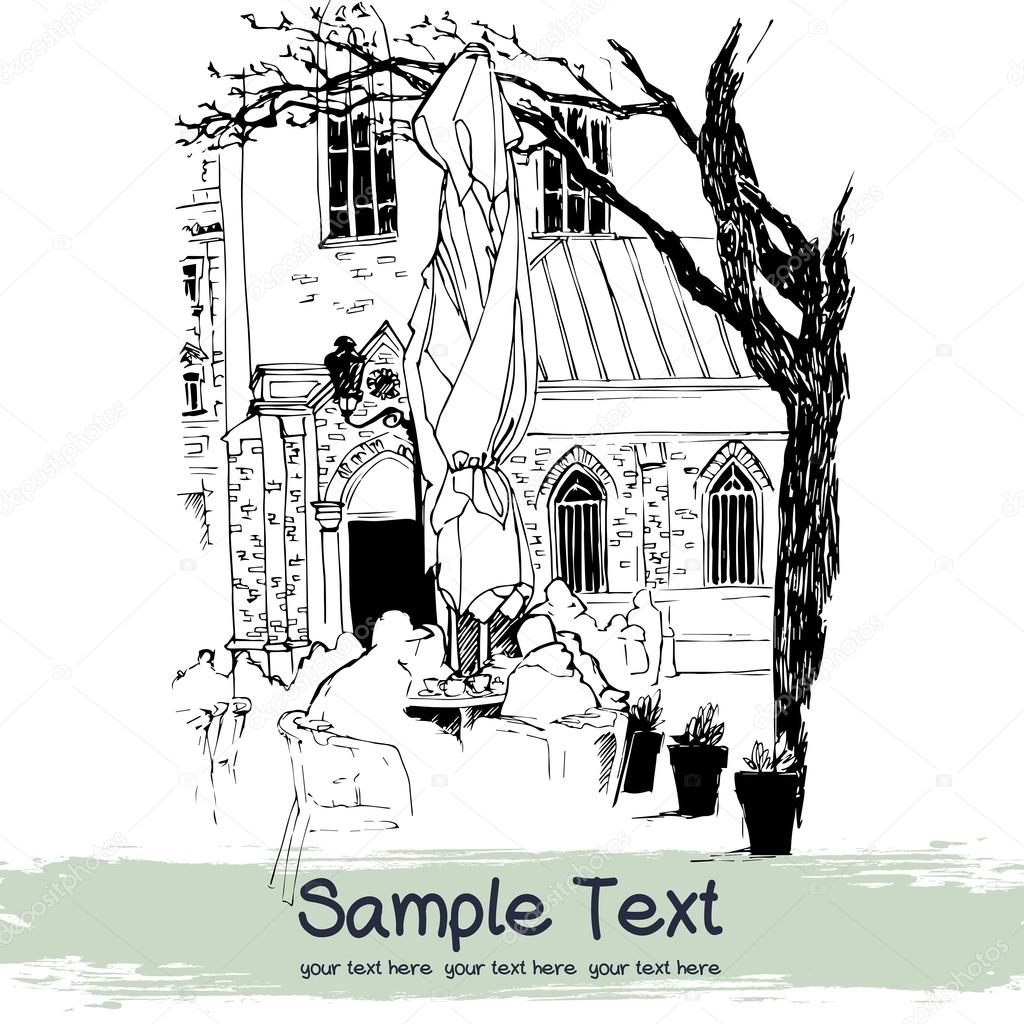 Hand drawn sketch of the city square Stock Illustration by ...